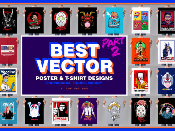 Best Vectors Poster & T-shirt designs Part 2 - T-shirt Design Bundle
